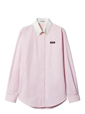 Miu Miu Cotton Shirt With Logo - Pink
