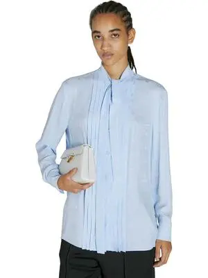 Prada Logo Jacquard Silk Shirt - Blue