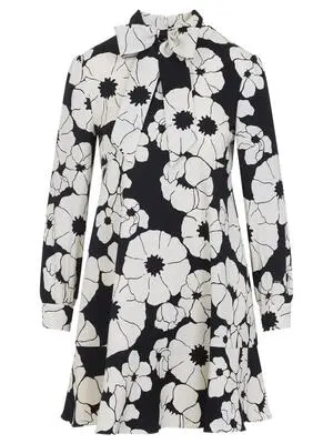 CELINE CELINE Floral Virgin Wool Mini Dress