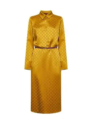Gucci Gg Jacquard Viscose Midi Shirt Dress - Multicolor