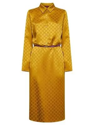 Gucci Gg Jacquard Viscose Midi Shirt Dress - Multicolor