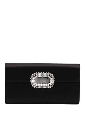 ROGER VIVIER Satin Pochette With Choc Buckle - Black