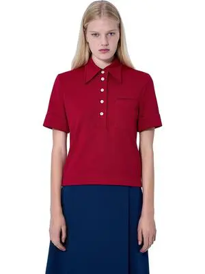 Miu Miu Polyester Jersey Polo Shirt - Red