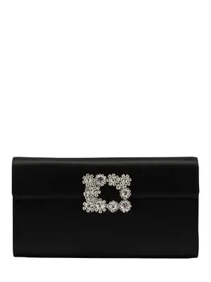 ROGER VIVIER Satin Clutch Bag With Buckle - Black