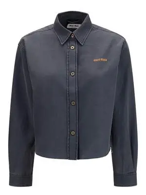 Miu Miu Denim-style Cotton Shirt - Gray