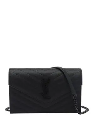 Saint Laurent Envelope Cassandre Chain Pochette - Black