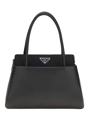 Prada Top Handle Bag With Triangle Logo - Black