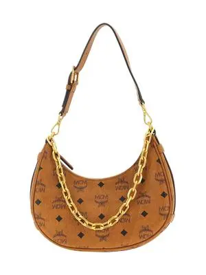 Mcm Aren Crescent Hobo Shoulder Bag - Brown