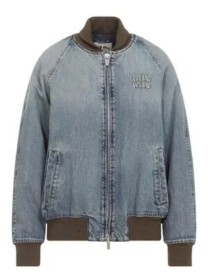 Miu Miu Cotton Denim Blouson Jacket - Blue
