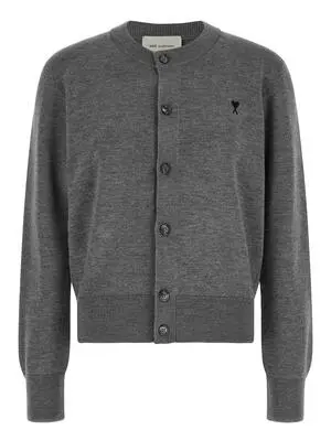 AMI Paris De Coeur Cardigan - Gray