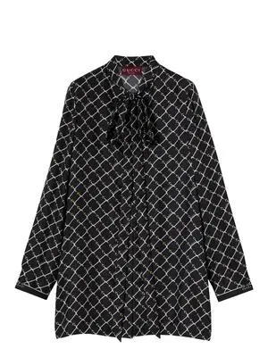 Gucci Printed Silk Twill Dress - Black