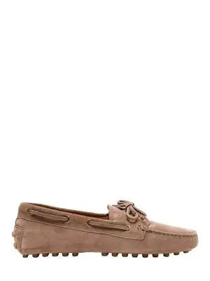 TOD'S Gommino Suede Boat Loafers - Cream
