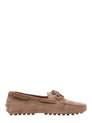 TOD'S Gommino Suede Boat Loafers - Cream