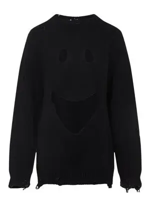 Moschino Smile Cropped Sweater - Black