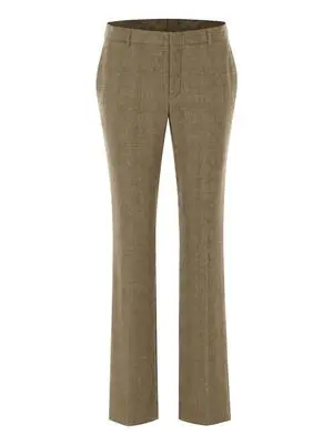 Saint Laurent Flared Houndstooth And Prince Of Wales Pants - Cream