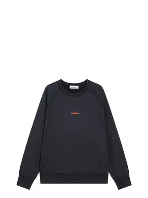 Stone Island Cotton Sweatshirt With Logo Prints - Blue