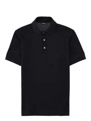 Zegna Polo In Cotone E Seta - Blue