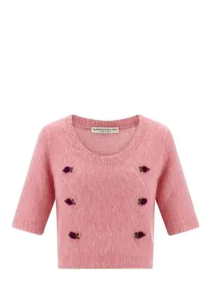 Alessandra Rich Carded Mohair Sweater - Pink