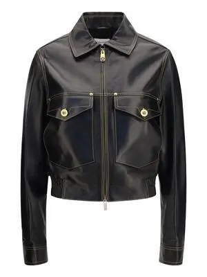 Versace Nappa Leather Jacket - Black