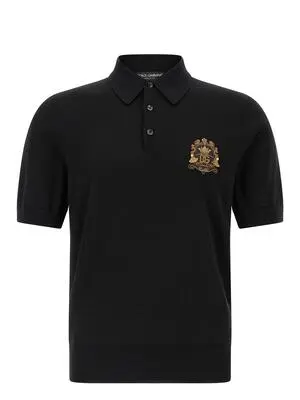 Dolce & Gabbana Dolce & Gabbana Men Heraldic Patch Polo Shirt Black