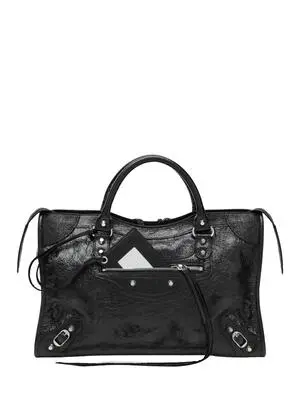 Balenciaga Le City Medium Bag In Arena Lambskin Leather - Black