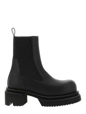 Rick Owens Beatle Bogun Hammered Leather Ankle Boots - Black