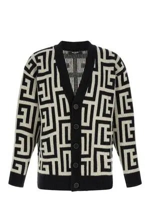 Balmain Balmain Men Monogram Macro Cardigan Multicolor