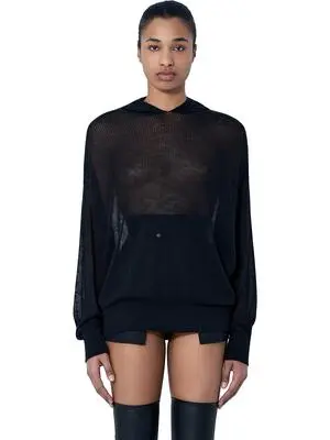 Rick Owens Mesh Knit Hoodie - Black