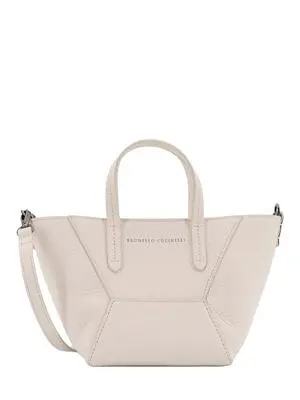 Brunello Cucinelli Bc Duo Leather Crossbody Bag - White