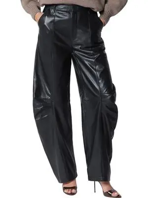 ROTATE BY BIRGER CHRISTENSEN Lamb Leather Cargo Trousers - Black