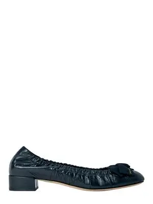 Prada Leather Bow Detail Ballet Flats - Black