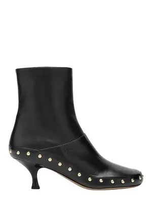 Chloé Junie Hammered Leather Ankle Boots - Black