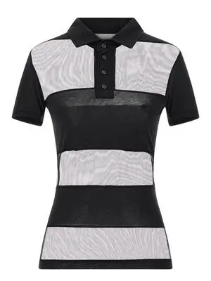 Coperni Sheer Striped Polo Shirt - Black