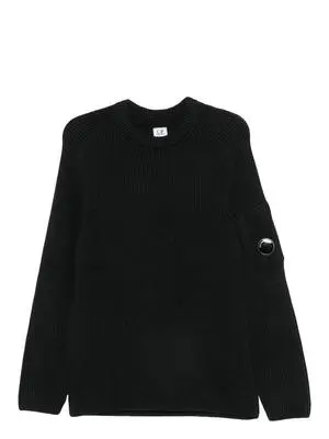 C.P. COMPANY Ribbed Knit Lens Detail Pullover - Black