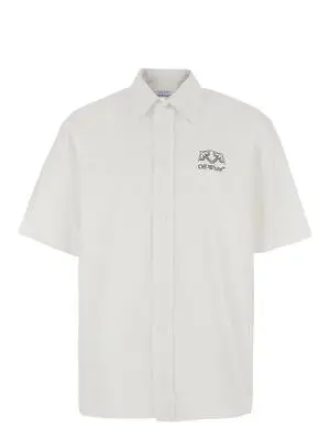 Off-White Shirt With Long Sleeves And Collar In For - Multicolor