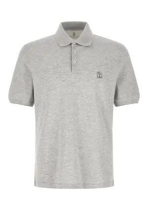 Brunello Cucinelli Brunello Cucinelli Men Logo Piqué Polo Shirt Gray