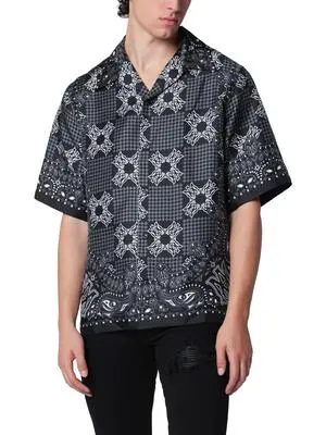 Amiri Ma Check Camp Checked Silk Camp Shirt - Black