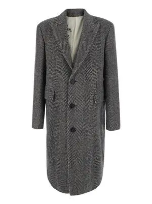 GOLDEN GOOSE Resca Virgin Wool Coat With Collar And Long Sleeves - Multicolor