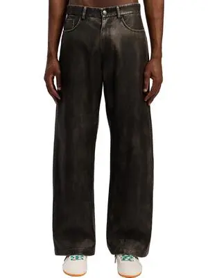 Palm Angels Curved Logo Coated Pants - Gray