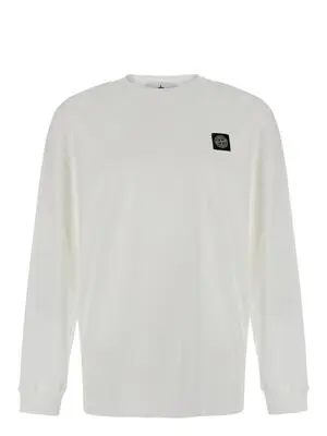 Stone Island Crew Neck Long Sleeve Cotton T-shirt For - White