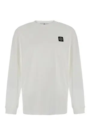 Stone Island Crew Neck Long Sleeve Cotton T-shirt For - White