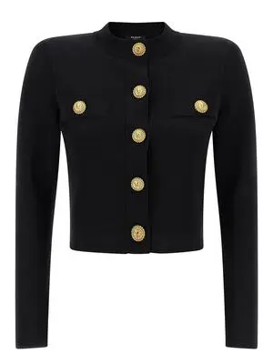 Balmain Cropped Cardigan - Black