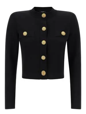 Balmain Cropped Cardigan - Black
