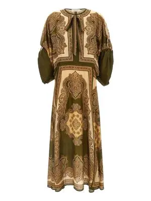 Zimmermann Mahon Paisley-print Silk Midi Dress - Green
