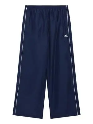Balenciaga Bodies Track Pants In Dark Navy Poplin - Blue