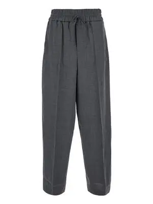 AMI Paris Ami Paris Men Gray Pants With Elasticized Drawstring Waist In Wool For Men Multicolor