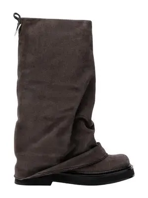 Attico The Attico Robin Combat Boots In Suede, Dark Grey Women Gray