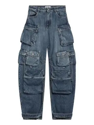 Attico Fern Washed Cargo Trousers - Blue