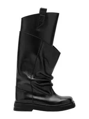 Attico Robin Passeggiata Calf Leather Combat Boots - Black