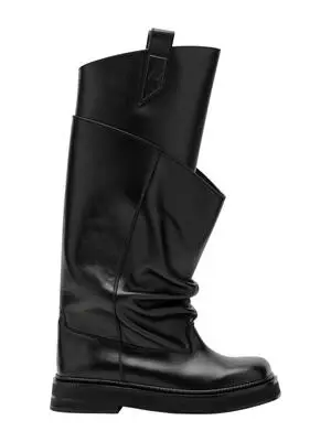 Attico Robin Passeggiata Calf Leather Combat Boots - Black